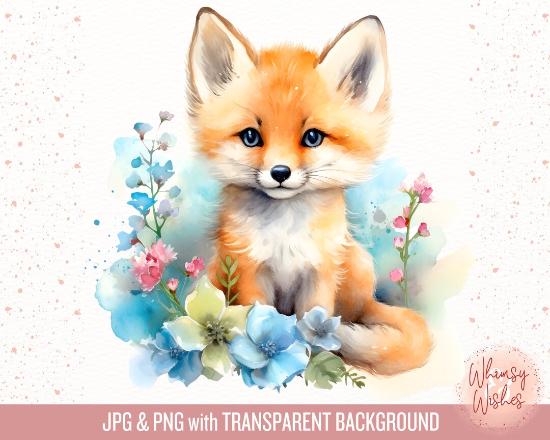 Summer Woodland Fox Clip Art, Woodland Animals Watercolor Clip Art ...