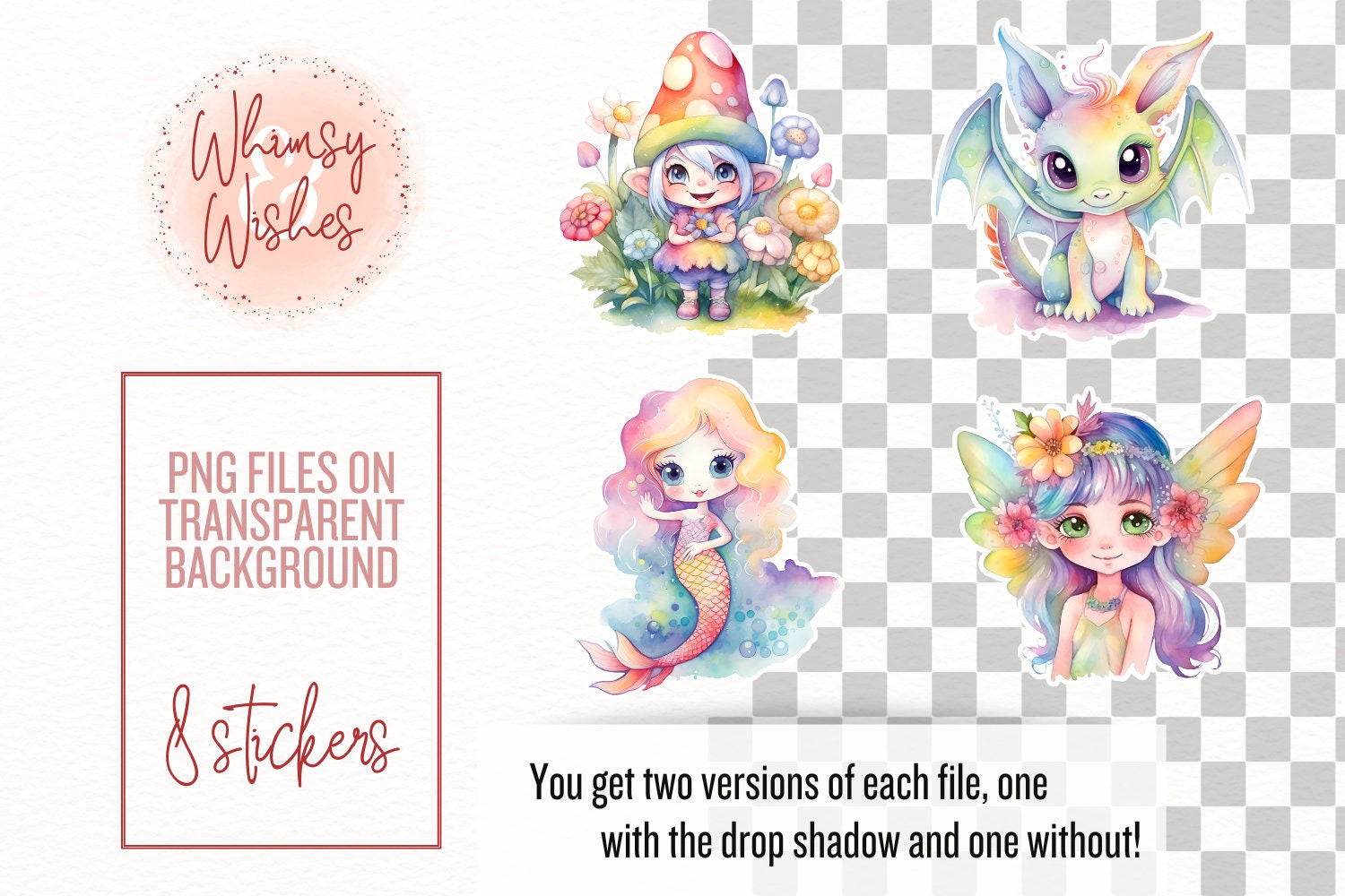 Cute Pastel Mythical Creatures Sticker Bundle, Watercolor Clip Art ...