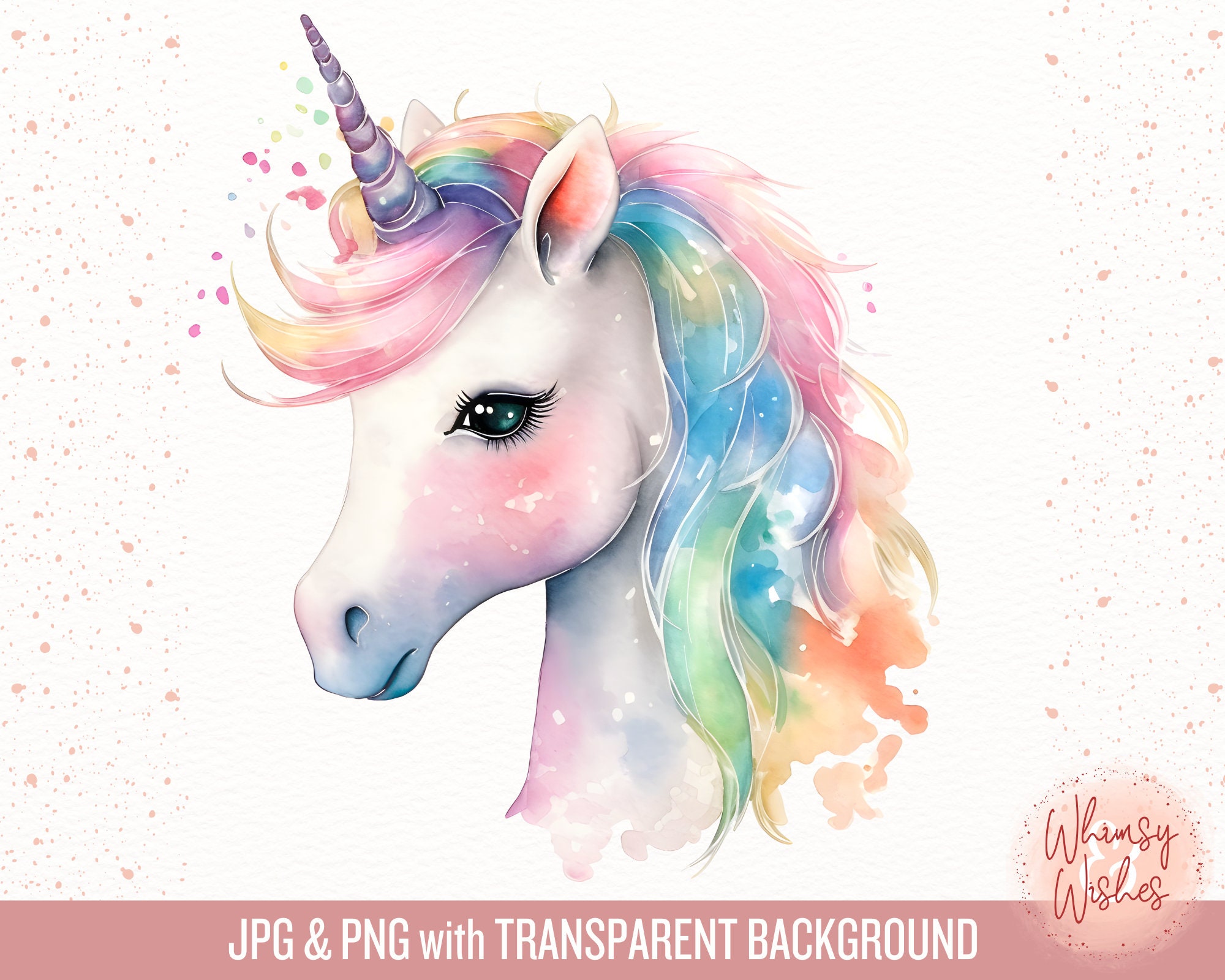 Cute Pastel Rainbow Unicorn Portrait Clipart Watercolor - Etsy