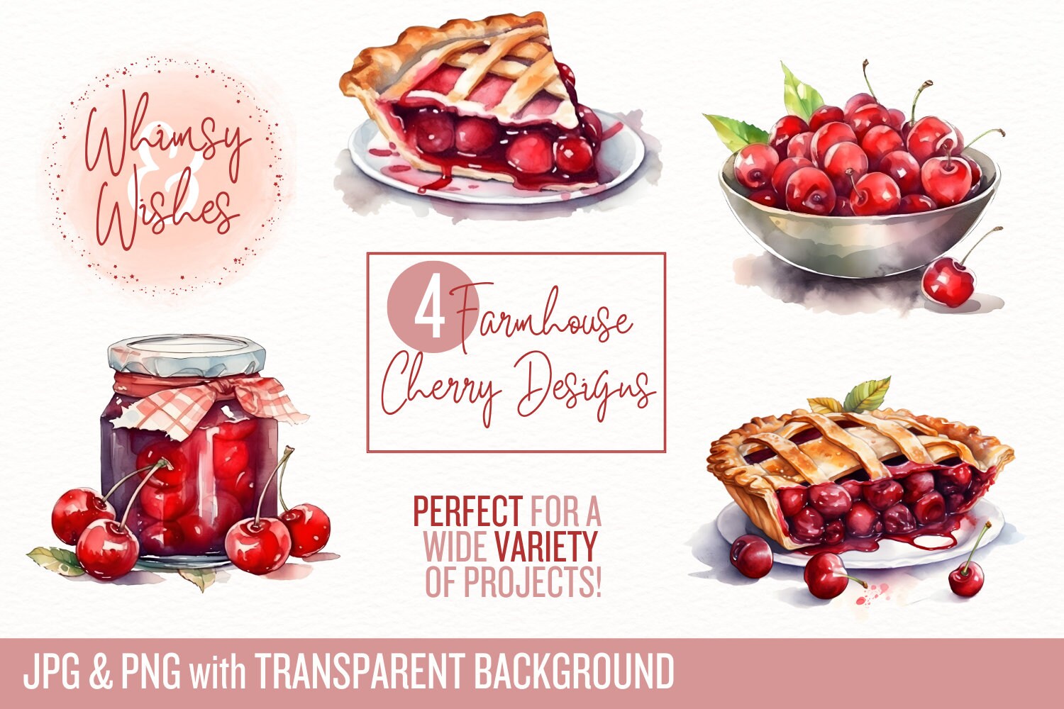 Farmhouse Watercolor Cherry Pie Clip Art Collection - Etsy