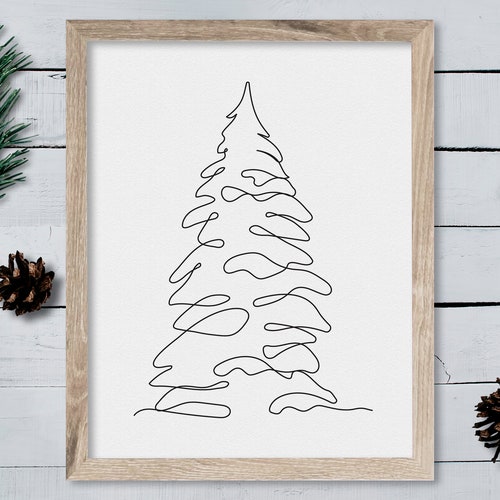 Modern Christmas Tree Printable Art Minimalist Holiday Art | Etsy