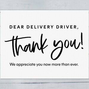 Delivery Driver Thank You Appreciation Snack Sign Printable | 8.5x11 ...