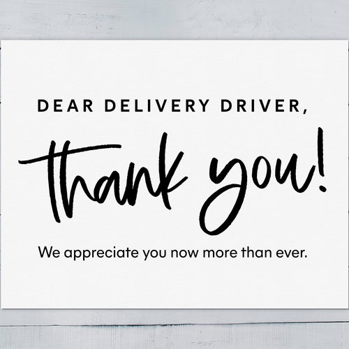 Delivery Driver Thank You Appreciation Snack Sign Printable - Etsy