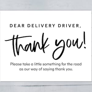 Delivery Driver Thank You Appreciation Snack Sign Printable 8.5x11 for ...