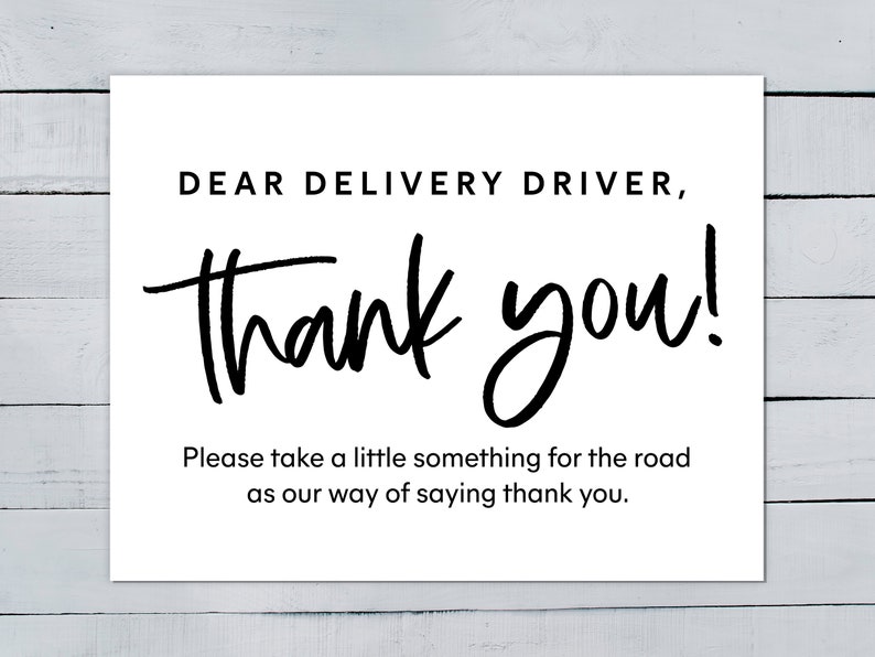 Delivery Driver Thank You Appreciation Snack Sign Printable - Etsy