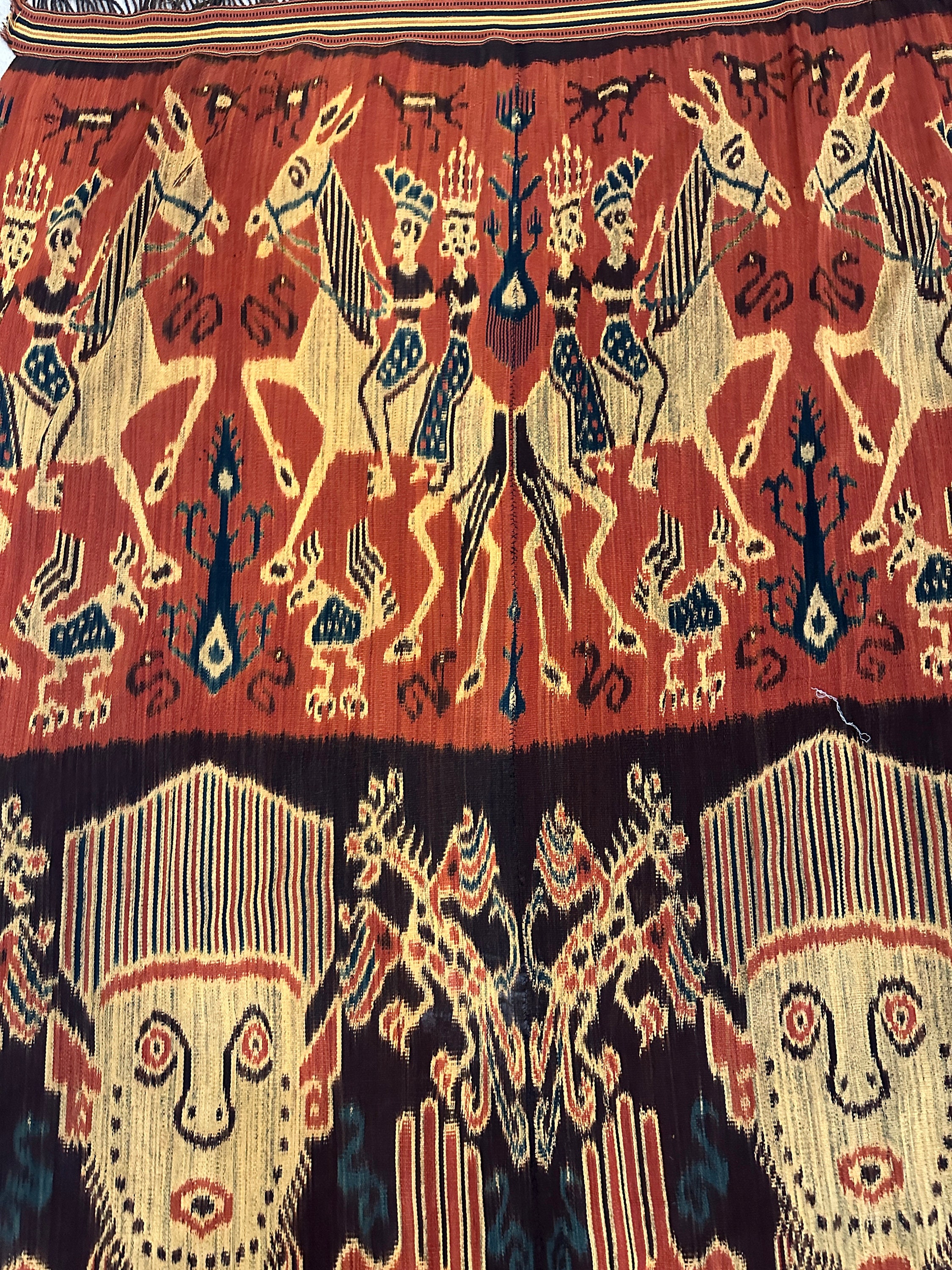Large East Sumba Warp Ikat Hinggi ( Men's Blanket) Handwoven Cotton ...