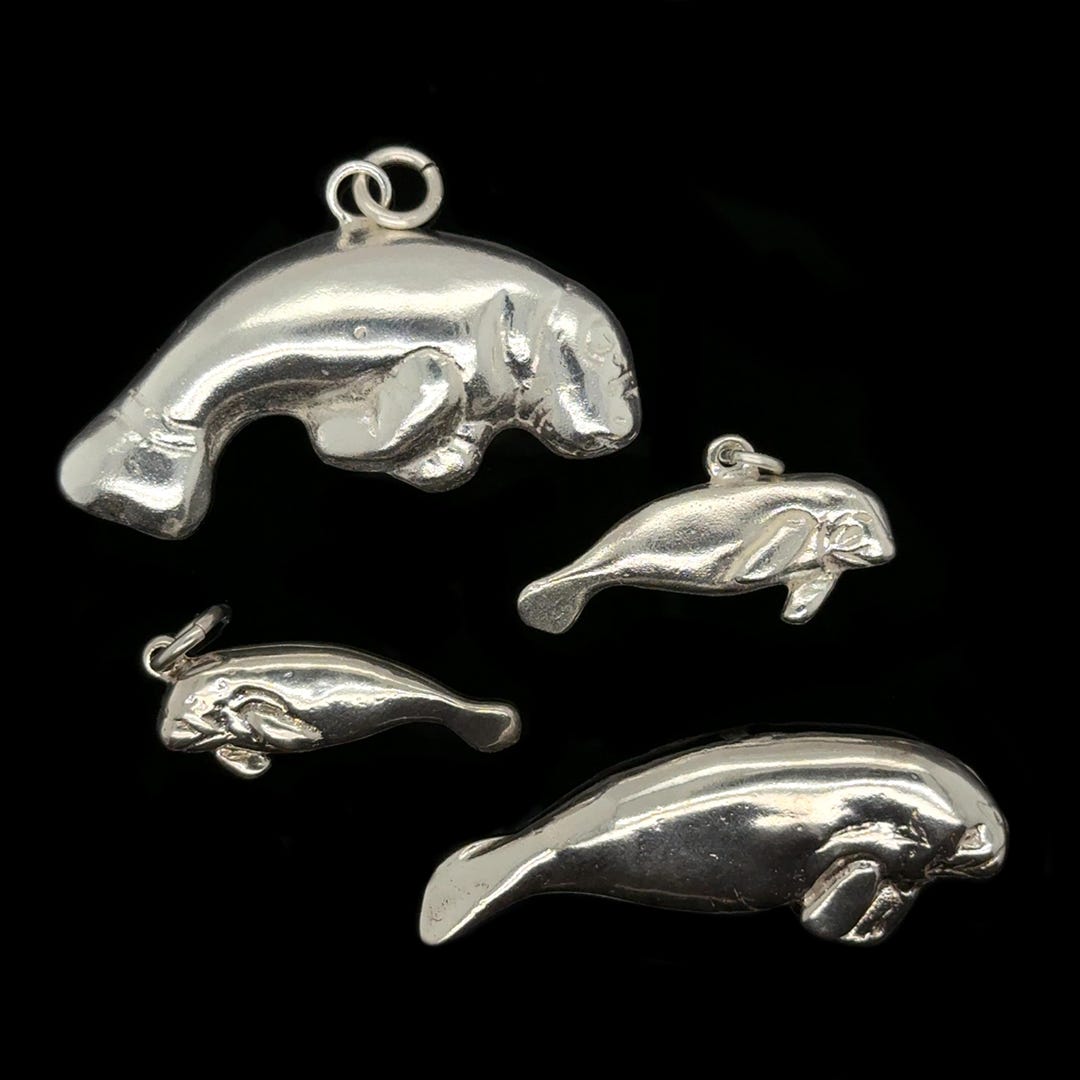 Manatee Charm Set, Silver Sea Cow Charm - Handmade - Etsy