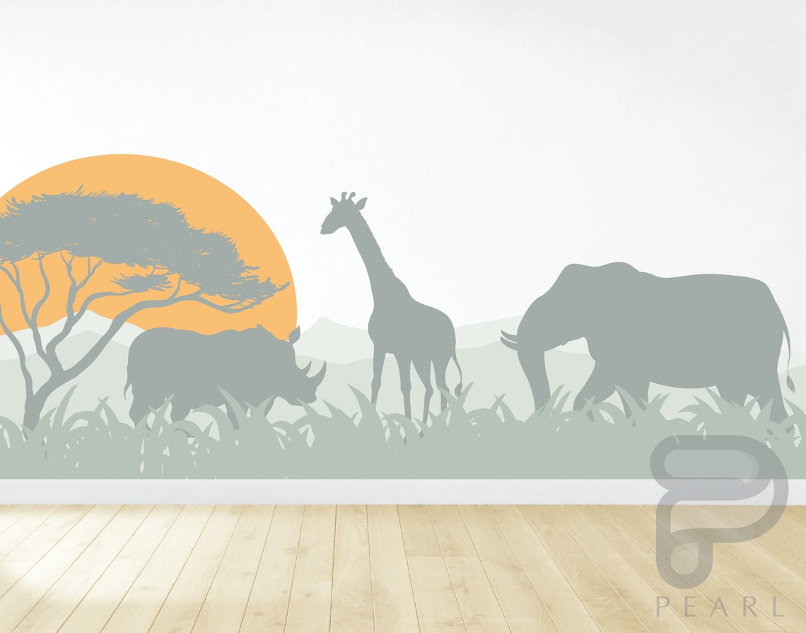 Safari Wall Decal / Nursery Wall Decor / Safari Mural / - Etsy