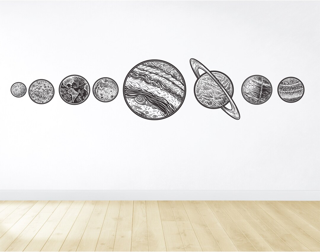Planet Wall Decal - Solar System Art - Planet Decals - Peel and Stick ...