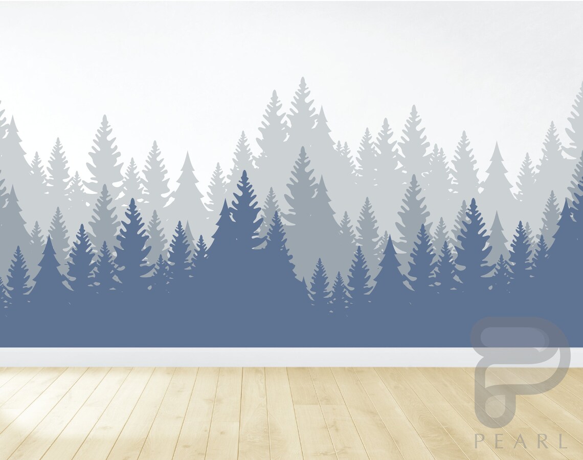 Forest Wall Decal / Forest Mural / Woodland Mural / Woodland - Etsy