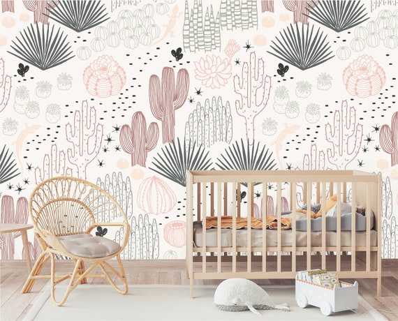 Boho Cactus Wallpaper / Catus Wallpaper / Boho Desert | Etsy