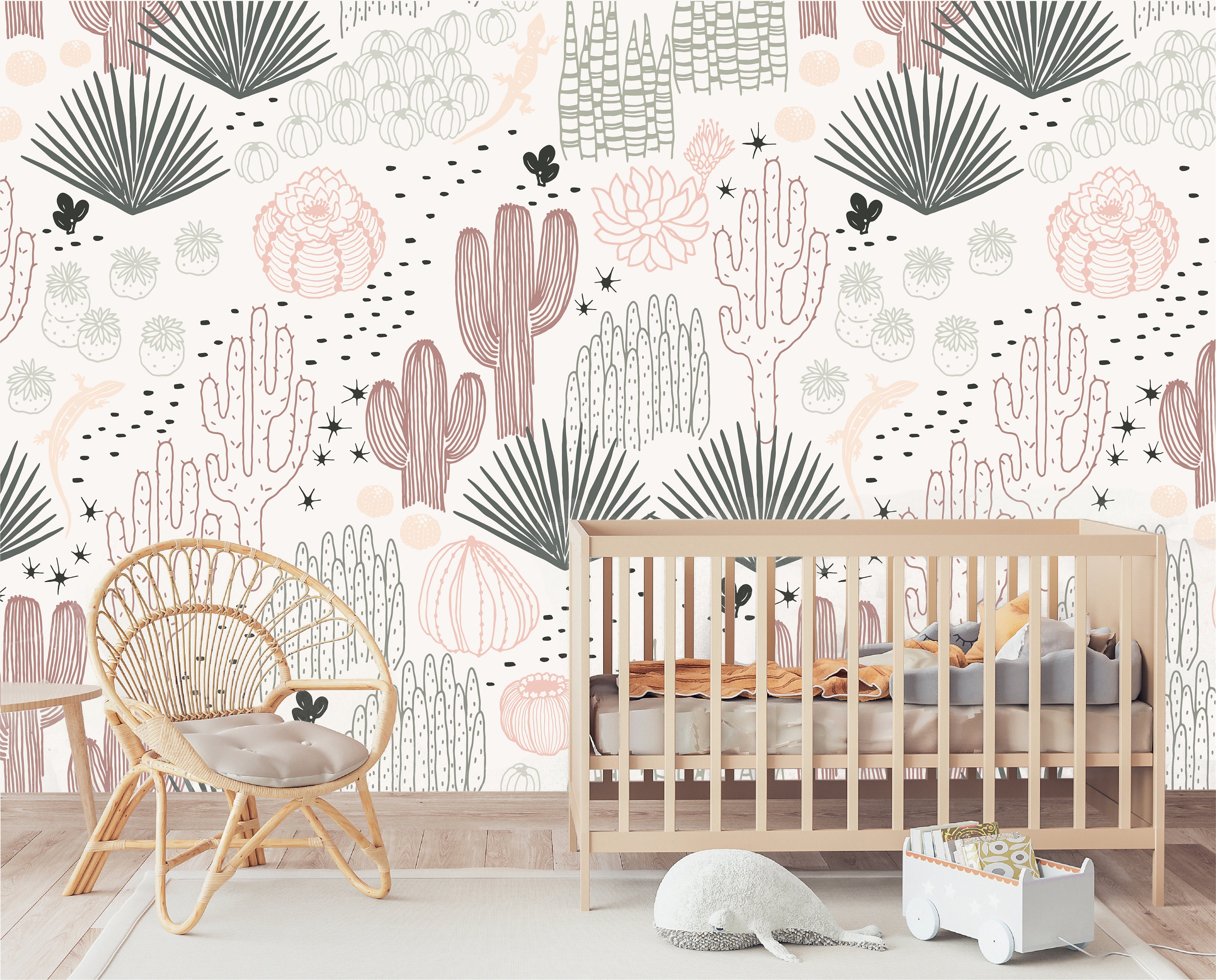 Boho Cactus Wallpaper / Catus Wallpaper / Boho Desert | Etsy