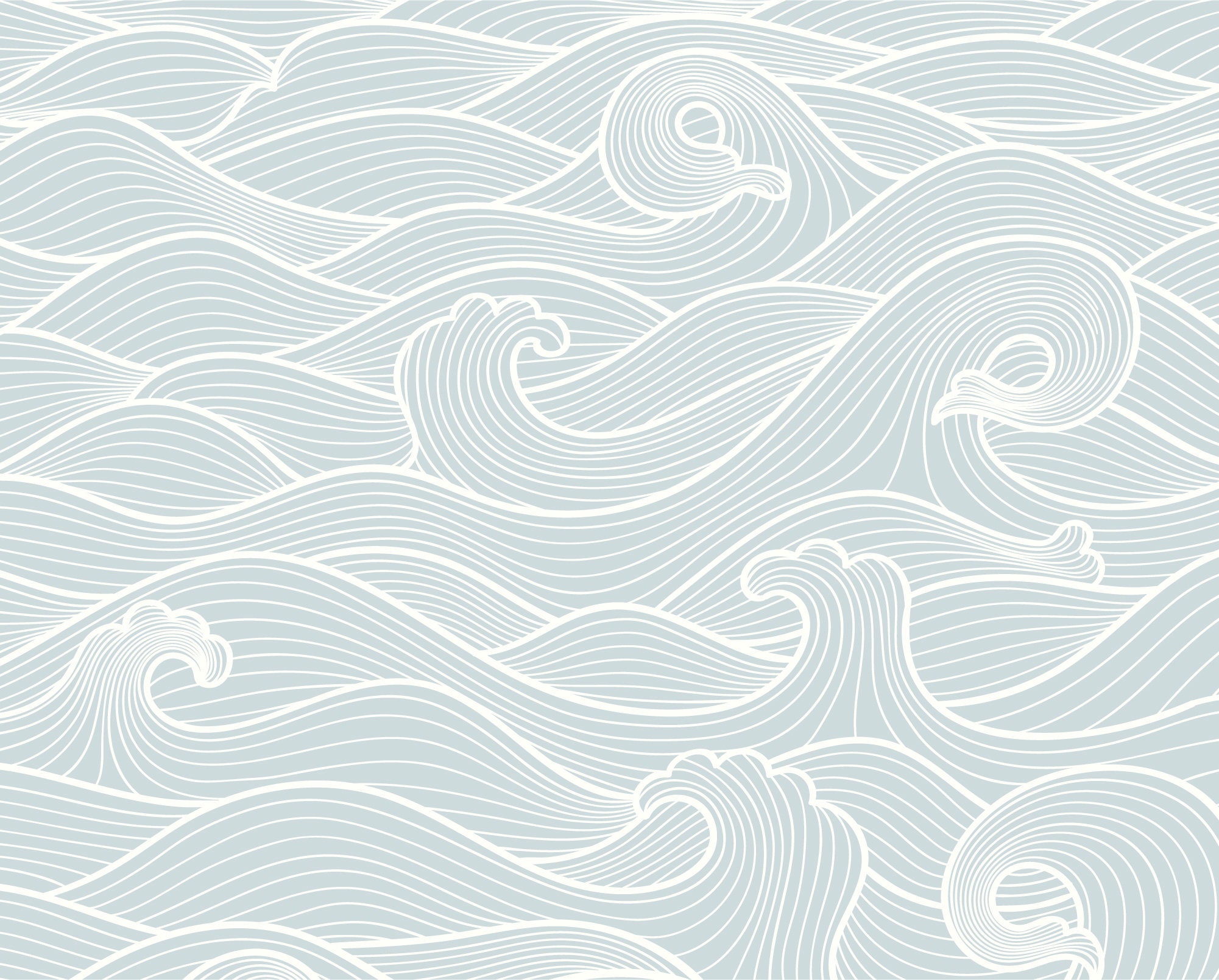 Sea Waves Peel and Stick Wallpaper | Removable Blue-white Wave Mural ...