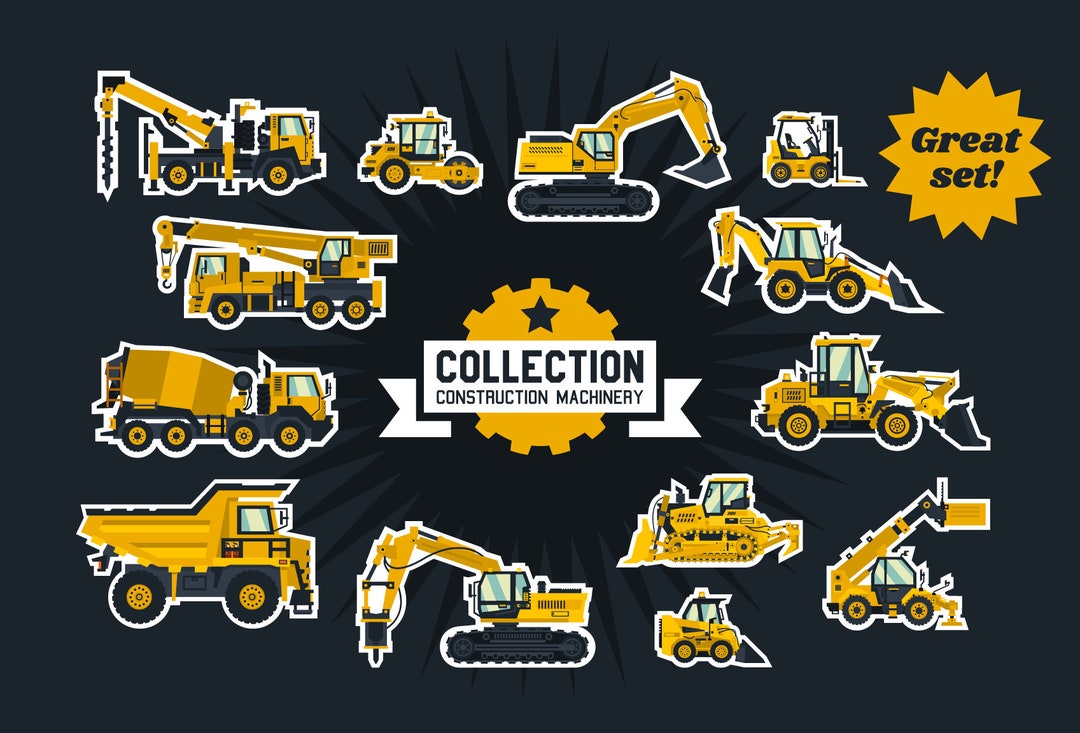 Removable Construction Machinery Decals / Peel and Stick Wall Decals ...