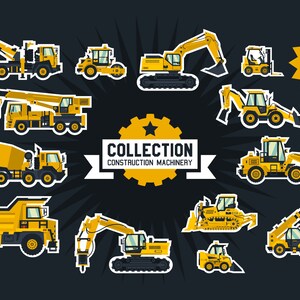 Removable Construction Machinery Decals / Peel and Stick Wall Decals ...