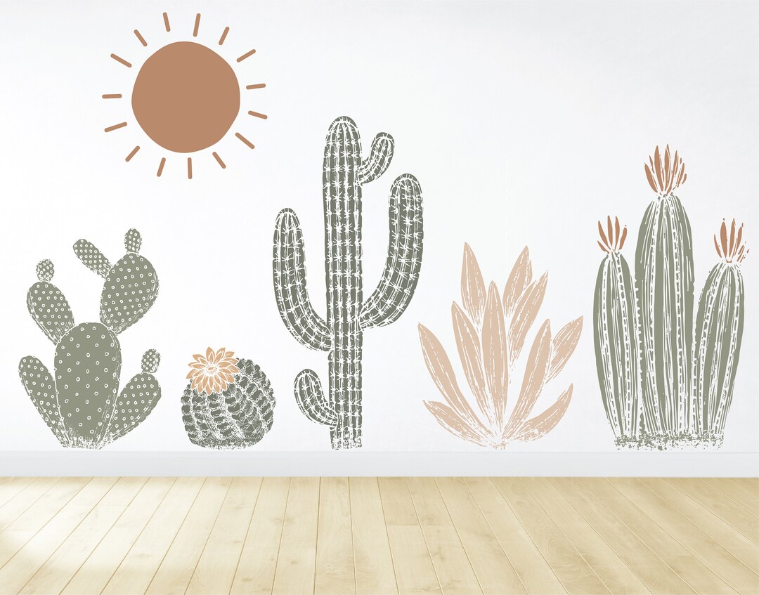 Cactus Wall Decals / Cactus Wall Decor / Boho Wall Art / Cactus Wall ...