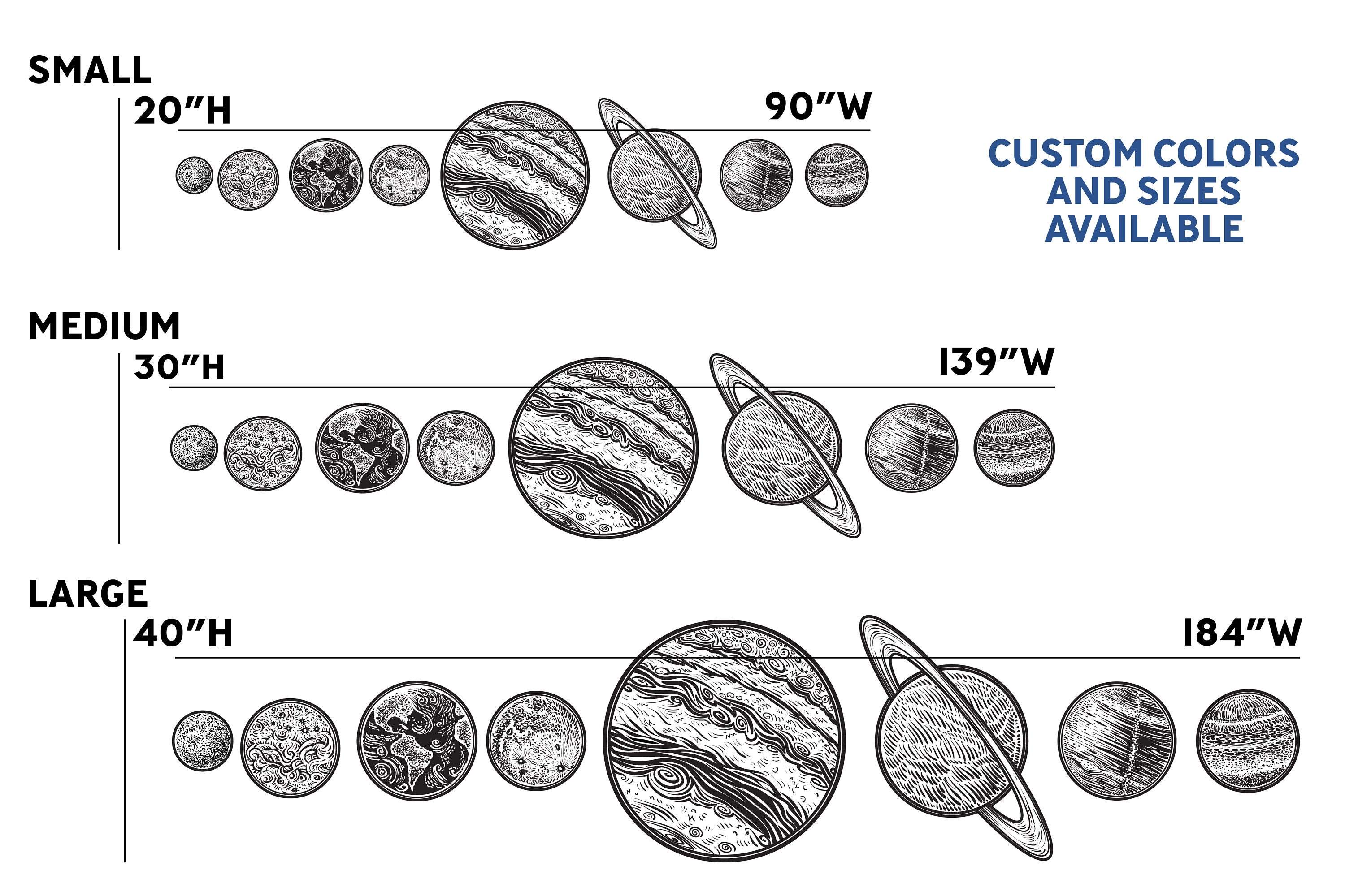 Planet Wall Decal Solar System Art Planet Decals Peel | Etsy