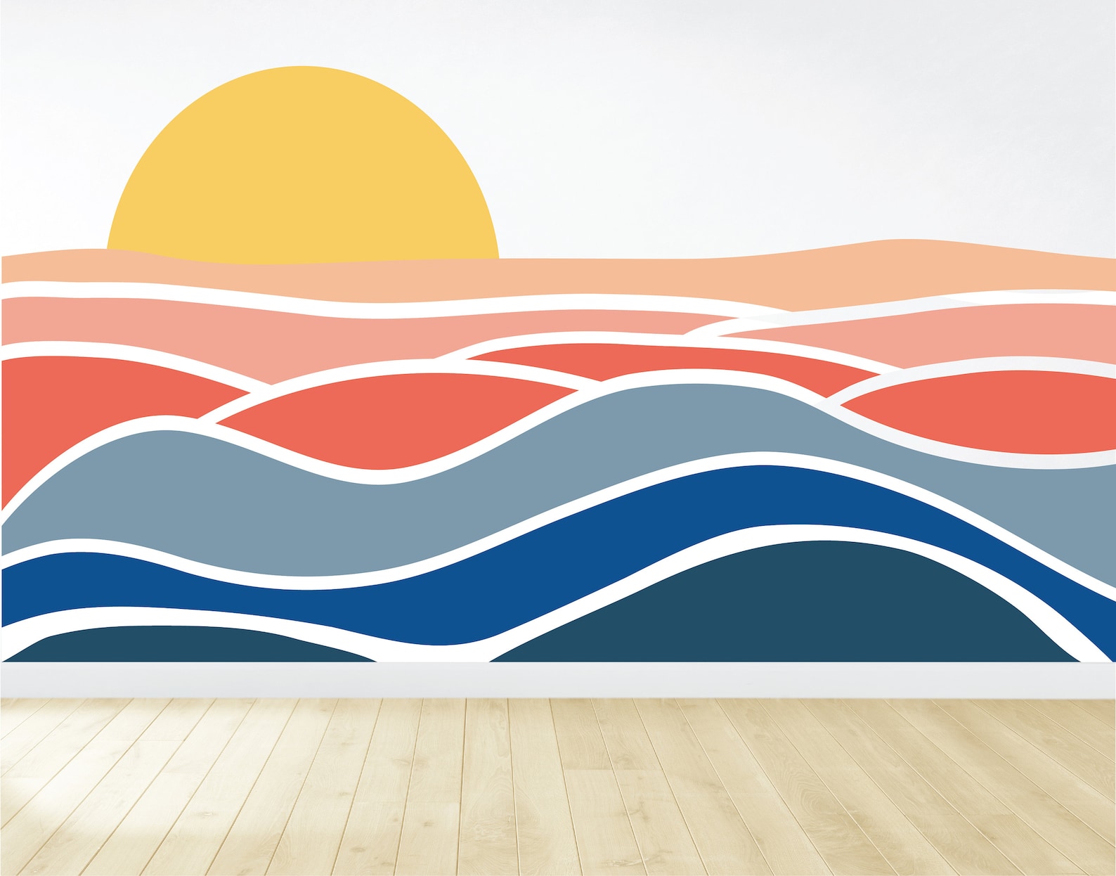 Wave Wall Decal / Wave Wall Mural / Wave Wallpaper / Nautical | Etsy