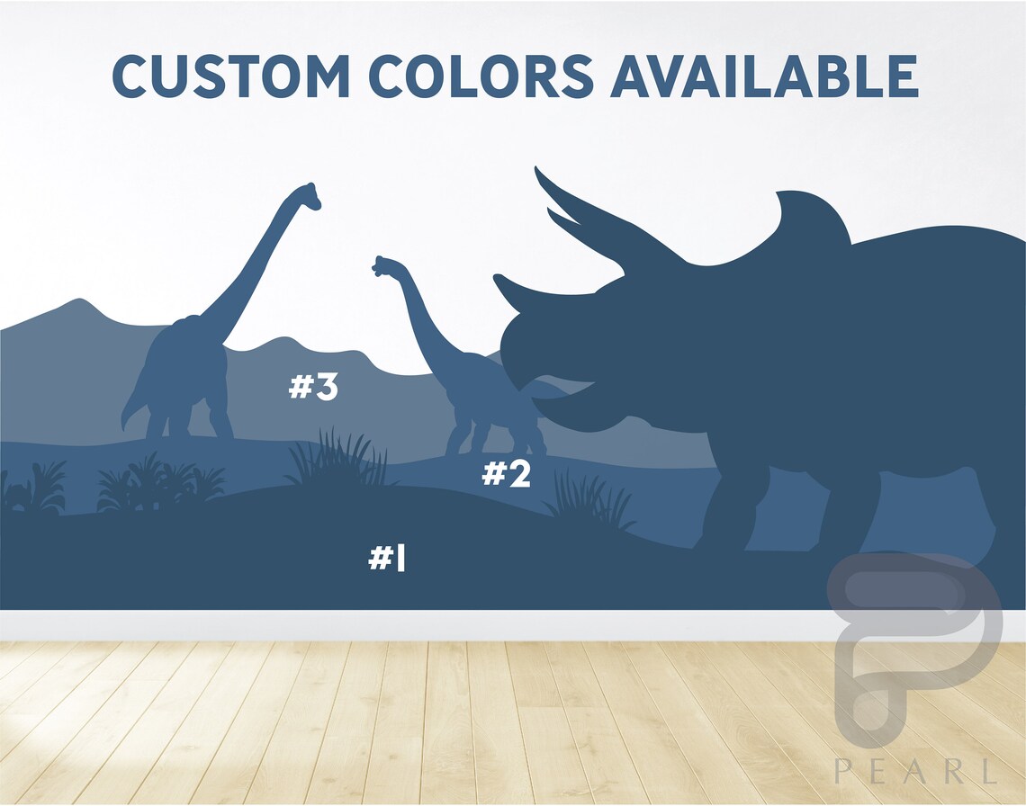 Dinosaur Wall Decal / Dinosaur Wall Mural / Peel and Stick Mural - Etsy