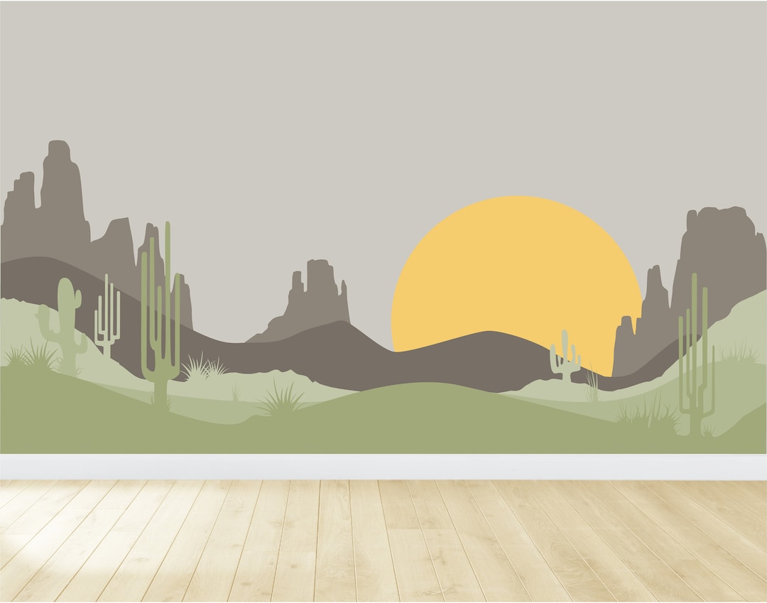 Desert Wall Decal / Southwest Wall Mural / Mountain Wall Mural ...