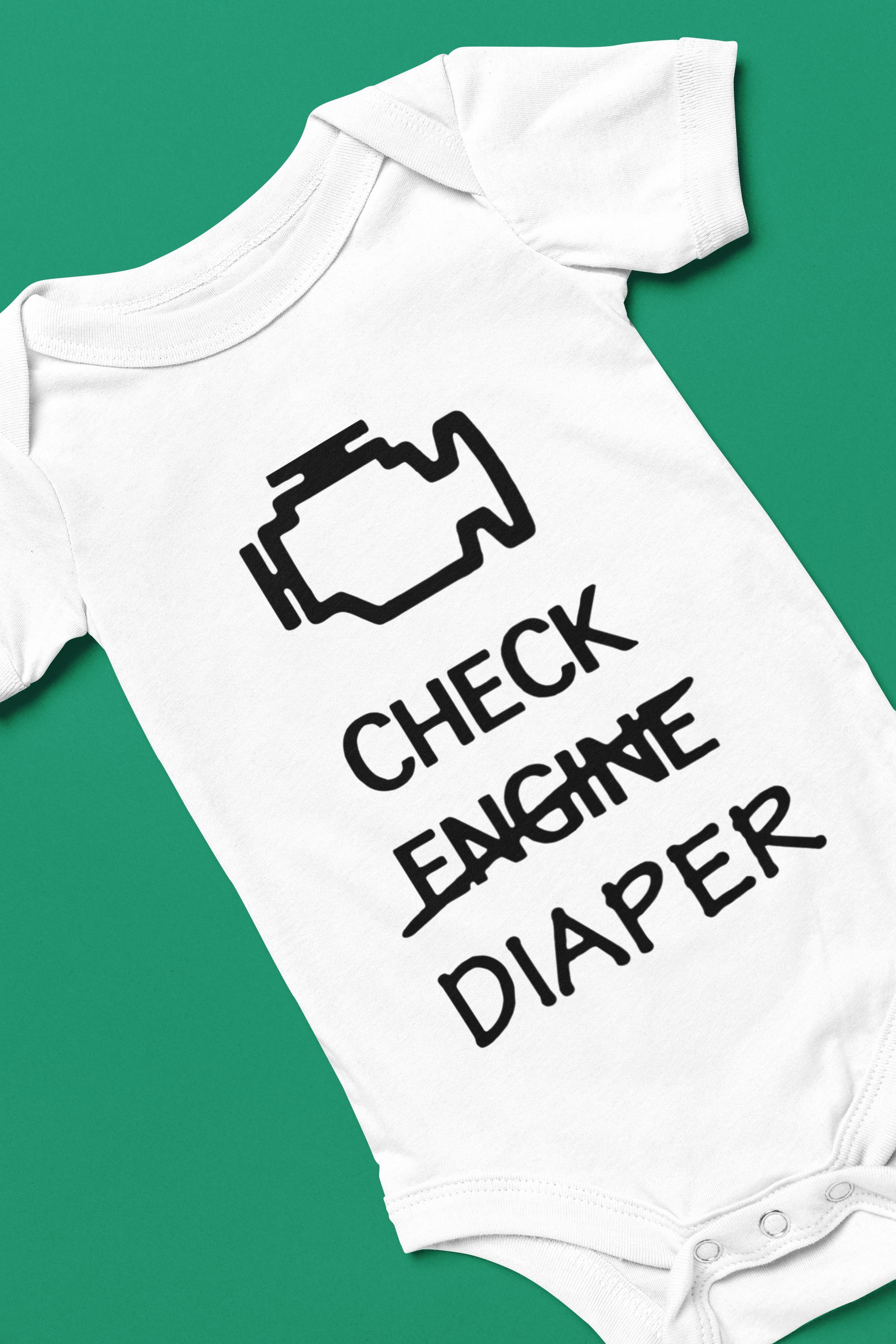 Check Engine Baby Onesie®, Funny Diaper Baby Onesie®, Cute Mechanic ...