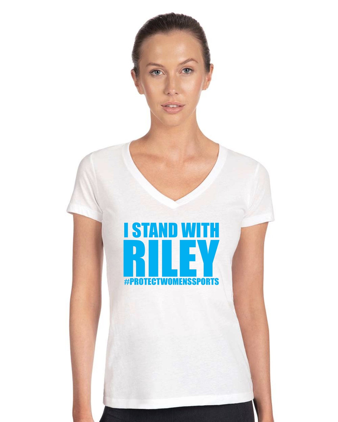 I Stand With Riley Gaines Protect Women's Sports Women's V-neck Funny T ...