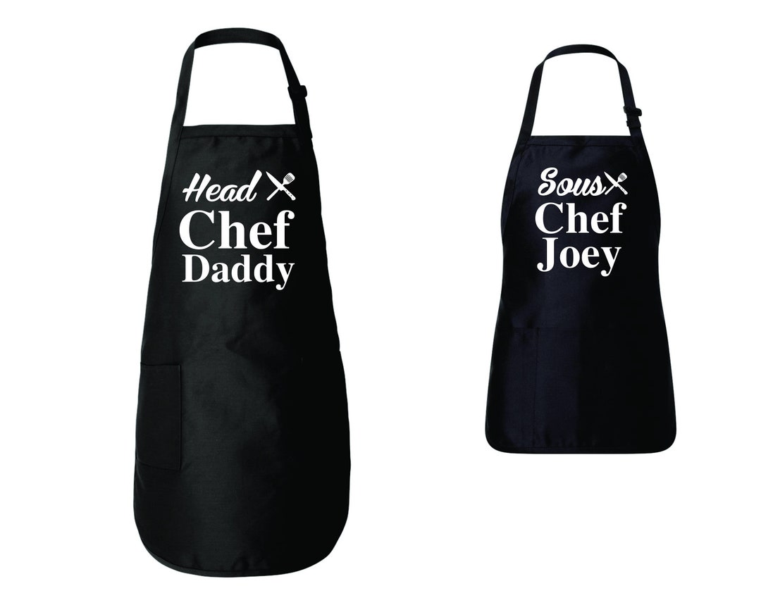 Matching Aprons, Cooking Apron for Men and Kids, Head Chef and Sous ...