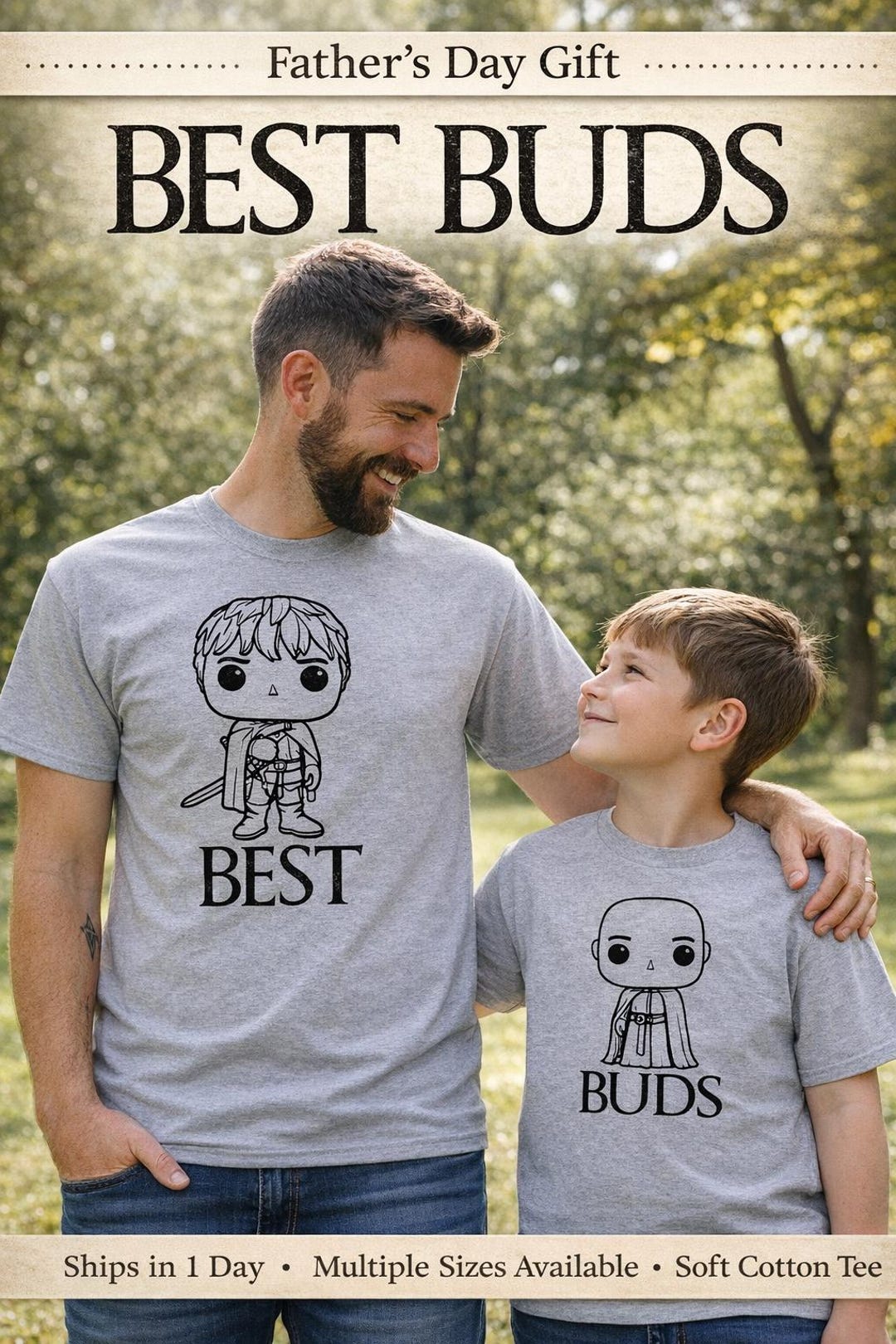 Best Buds Dad and Son Father and Son Matching Shirts Father's Day Gift ...