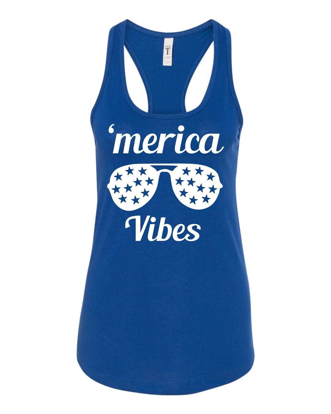 Merica Vibes American Glasses July 4th Women's Ideal Racerback Tank Top ...
