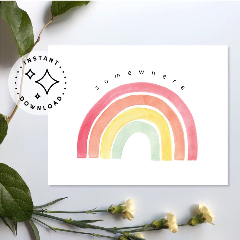 Somewhere Over The Rainbow Print Rainbow Artwork Printable | Etsy