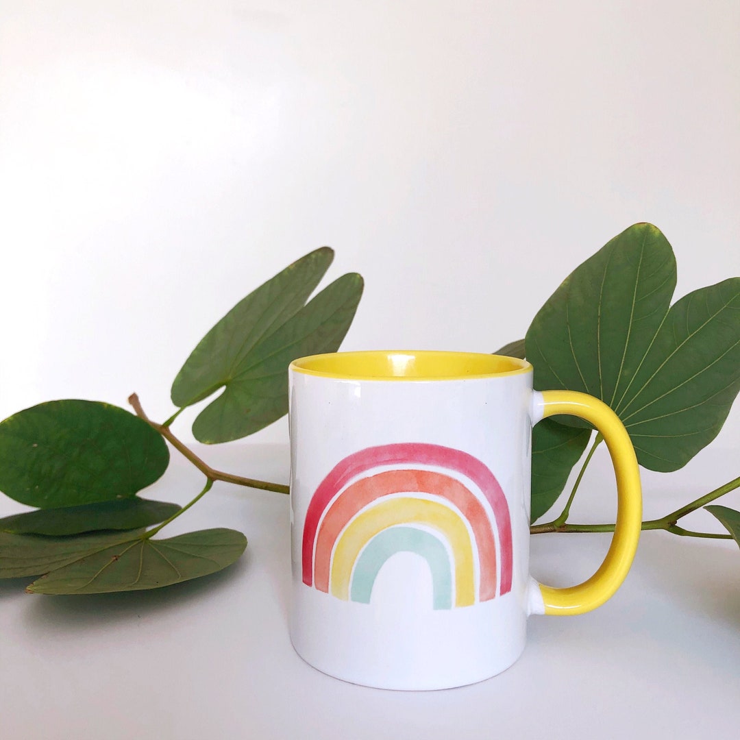 Rainbow Mug Ceramic, Rainbow Coffee Mug, Mugs With Color Inside, Boho ...