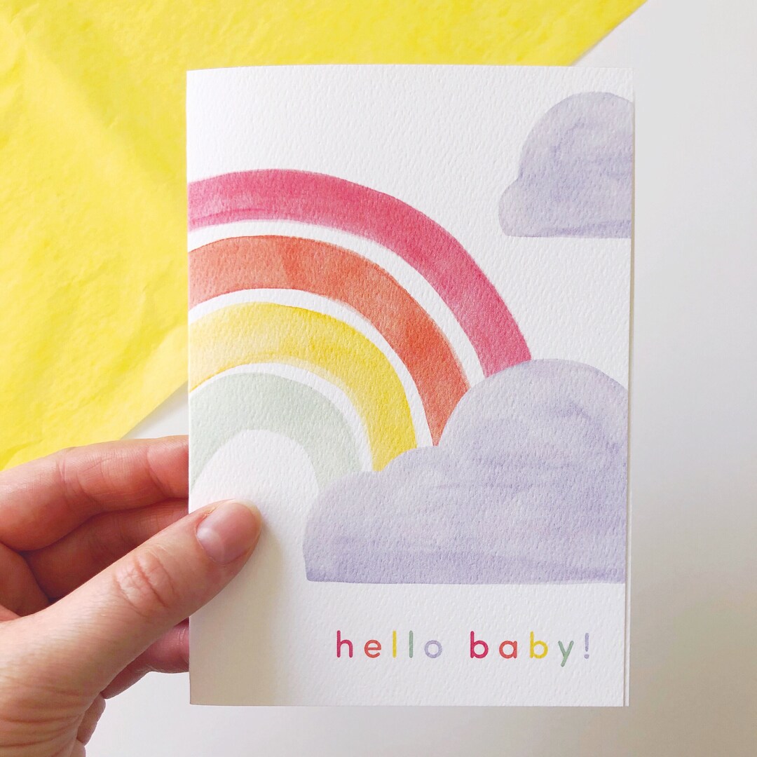 Rainbow Baby Card, Hello Baby Card, New Baby Card, Welcome Baby Card ...