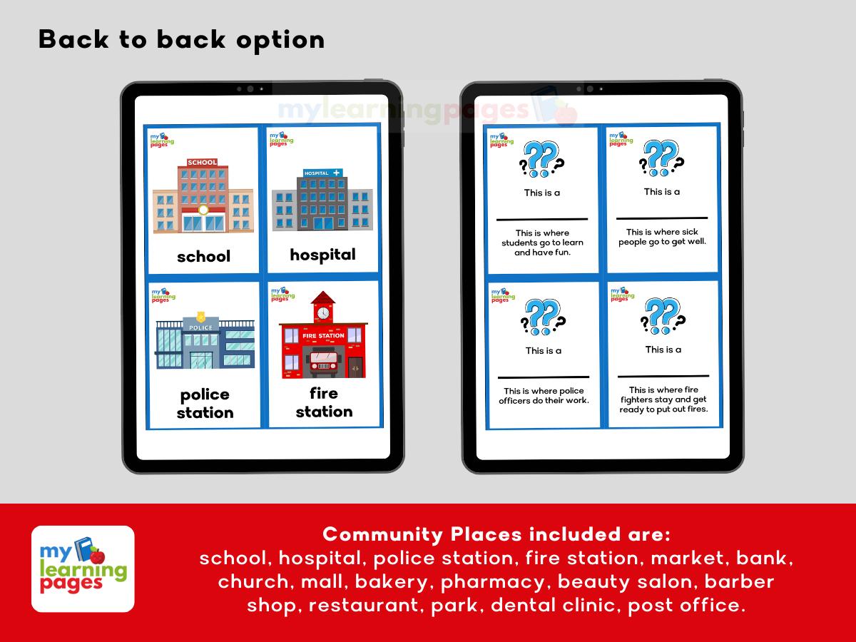 Community Places Flashcards - Preschool Printable - Etsy