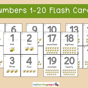 Number Flashcards, Numbers 1-20, Preschool, Homeschool, Printable ...