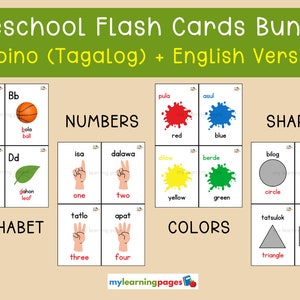 Filipino (tagalog) + English Educational Flash Cards Bundle | for ...