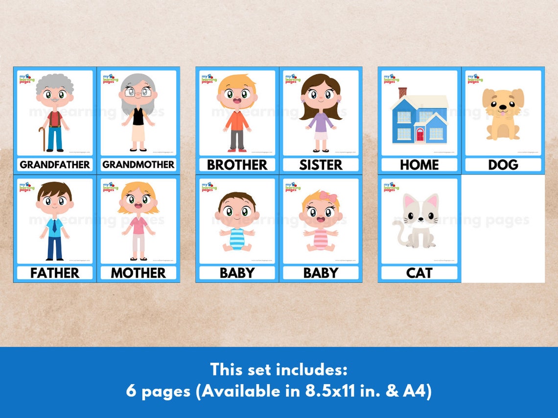 Family Members Flash Cards - Etsy