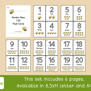 Number Flashcards, Numbers 1-20, Preschool, Homeschool, Printable ...