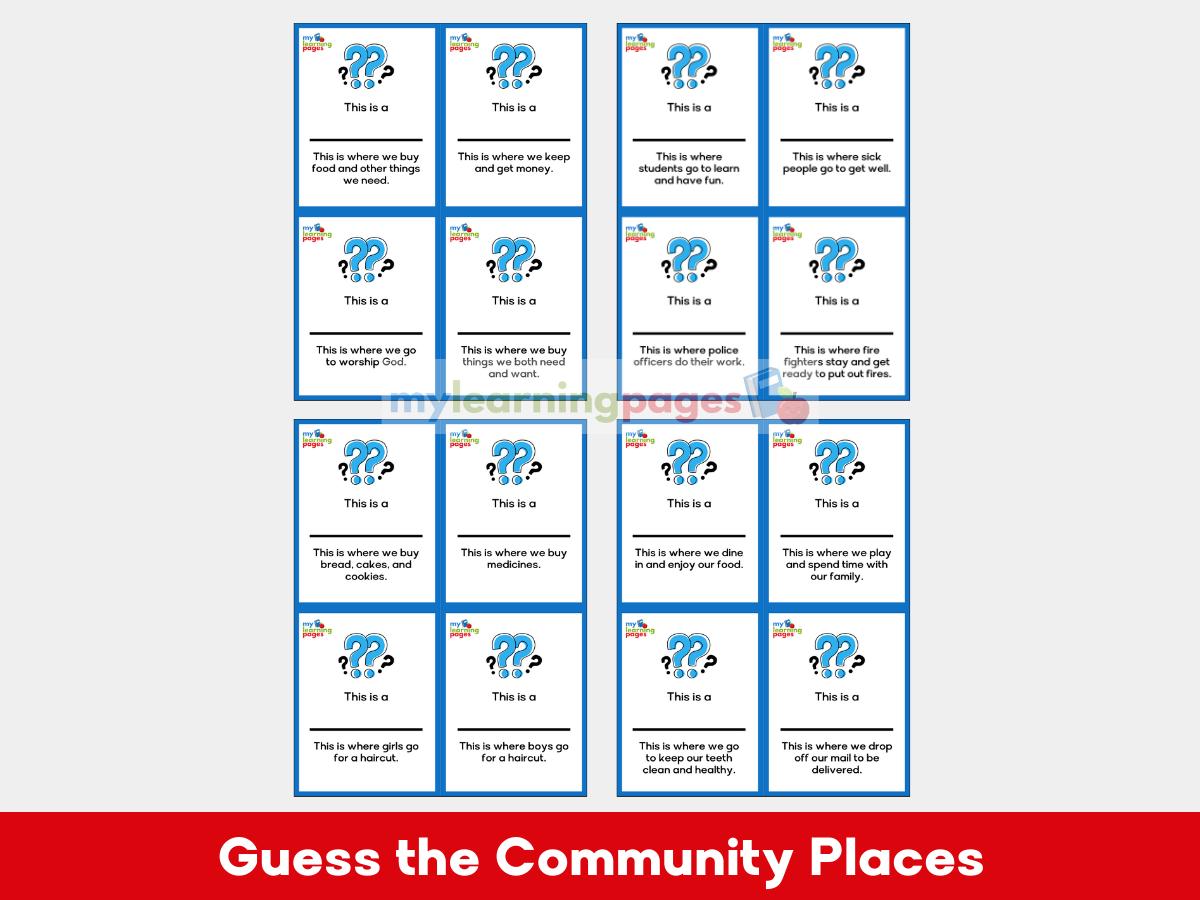 Community Places Flashcards - Preschool Printable - Etsy