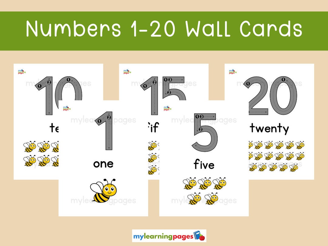 Number Wall Cards, Numbers 1-20, Preschool, Homeschool, Printable ...