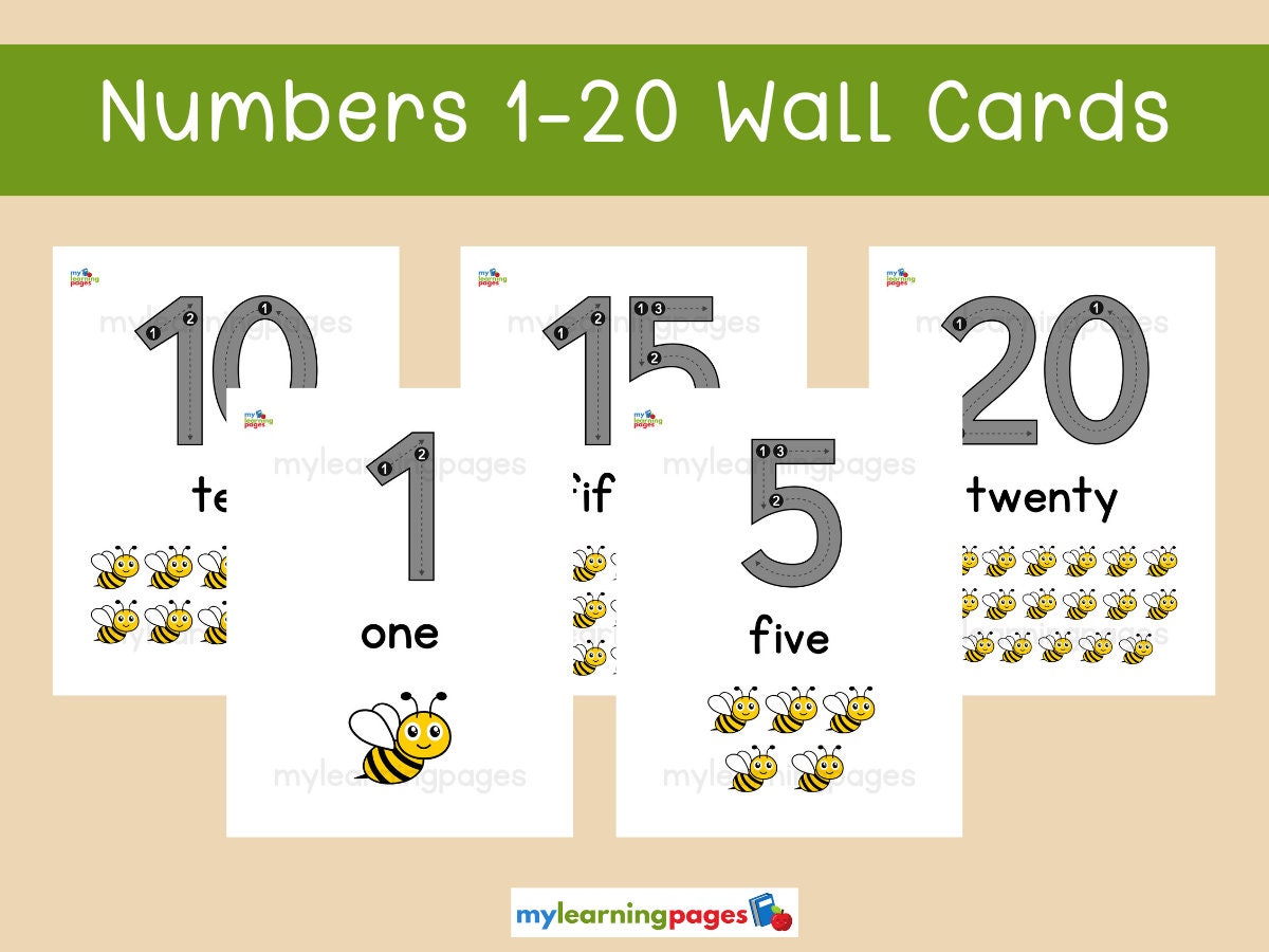 Number Wall Cards, Numbers 1-20, Preschool, Homeschool, Printable ...