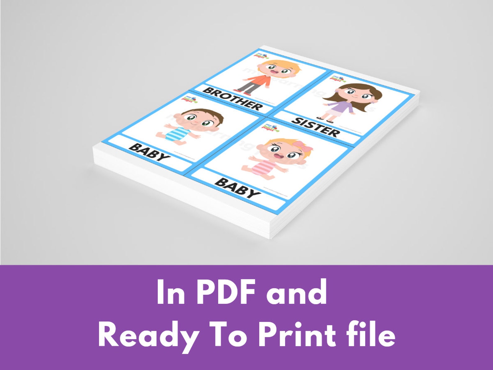 Family Members Flash Cards - Etsy