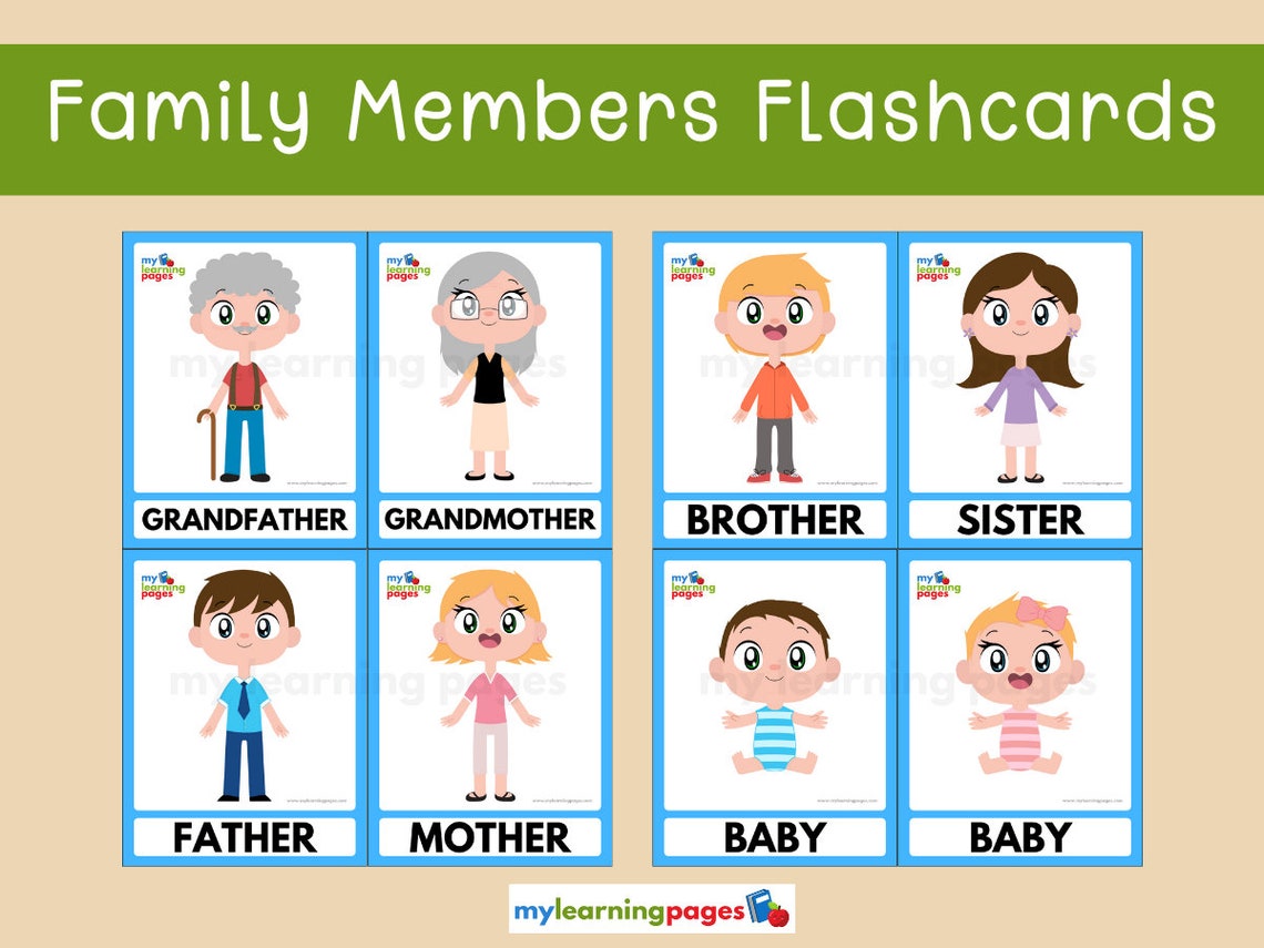 Family Members Flash Cards - Etsy