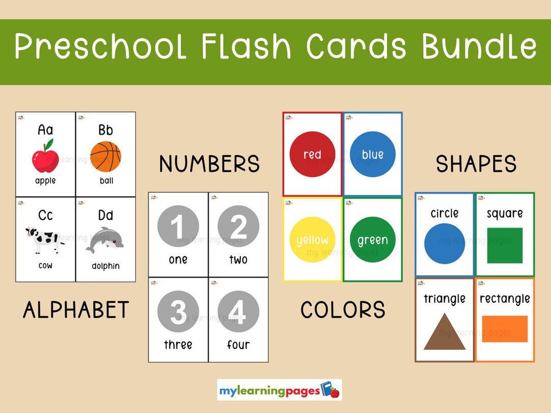 Educational Flashcards Printable Bundle for Preschool, Kindergarten ...