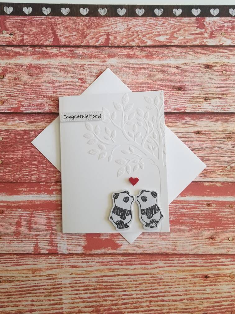Panda wedding card. Wedding card with kissing pandas. | Etsy