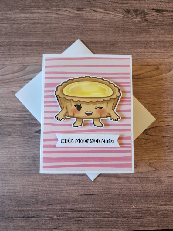 Vietnamese Birthday Card. Egg Tart Birthday Card. Vietnamese - Etsy