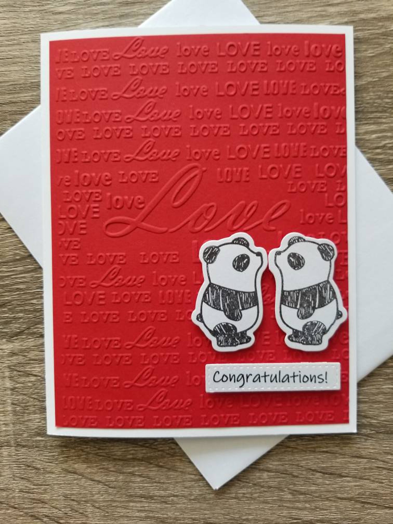 Panda wedding card. Wedding card with Pandas. Congratulations | Etsy