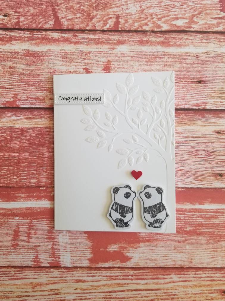 Panda wedding card. Wedding card with kissing pandas. | Etsy