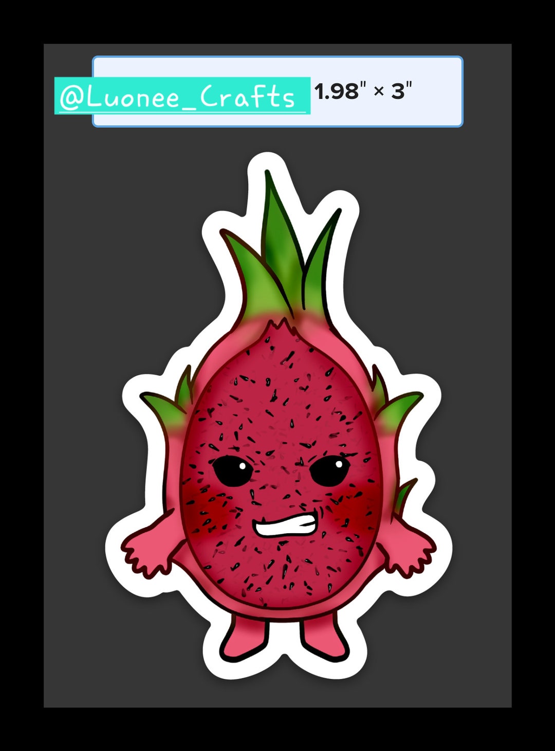 Dragon Fruit Sticker. Kawaii Fruit Sticker. Dragon Fruit Stickers ...