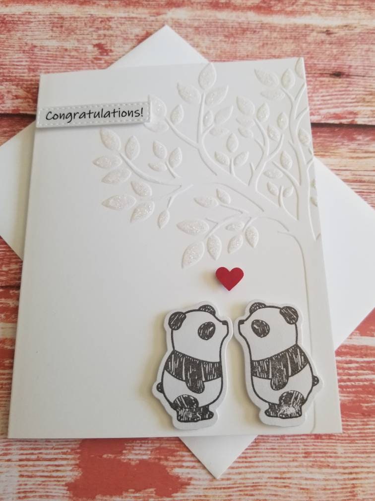 Panda wedding card. Wedding card with kissing pandas. | Etsy