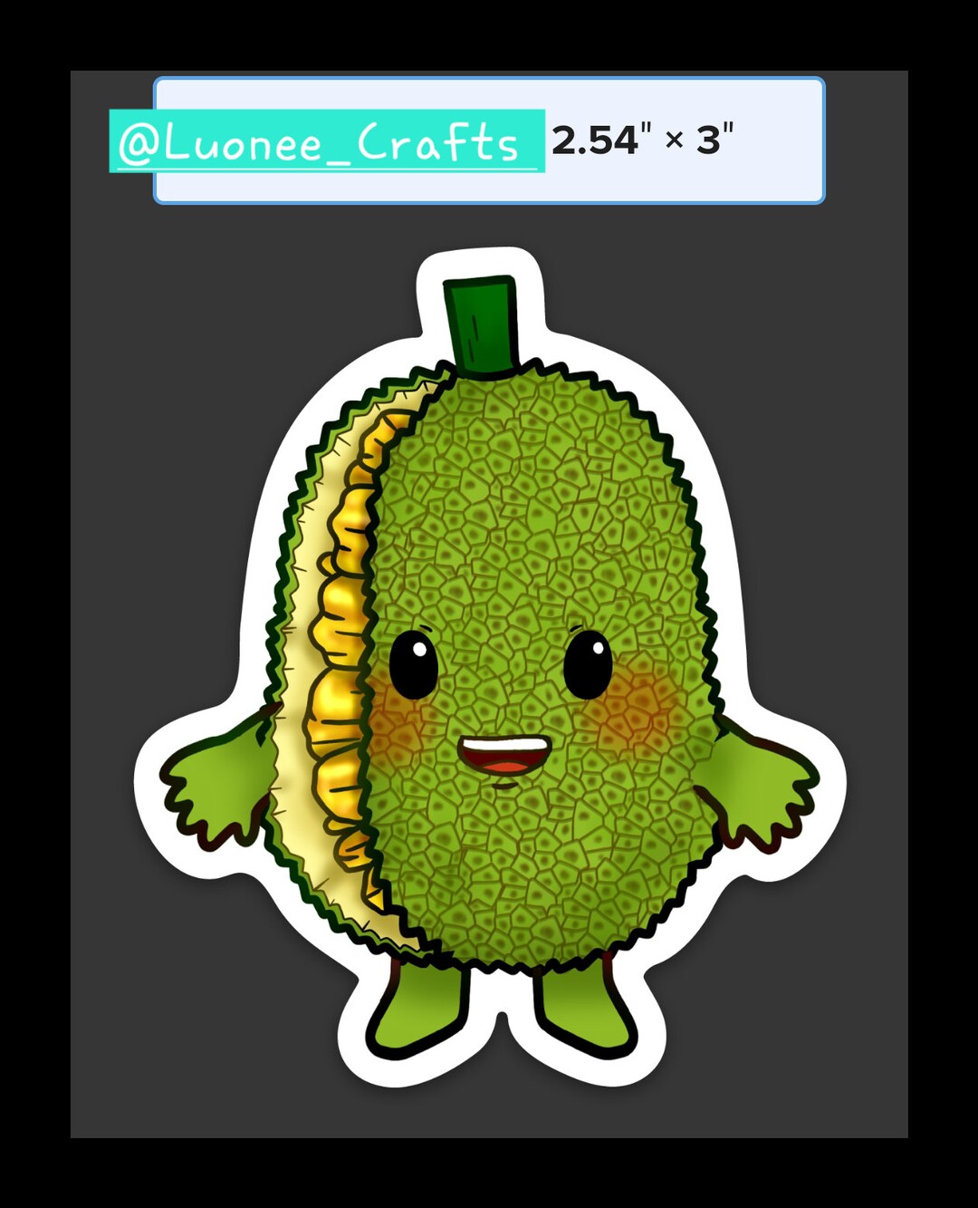 Jackfruit Sticker. Kawaii Jackfruit Sticker. Fruit Stickers. Asian ...